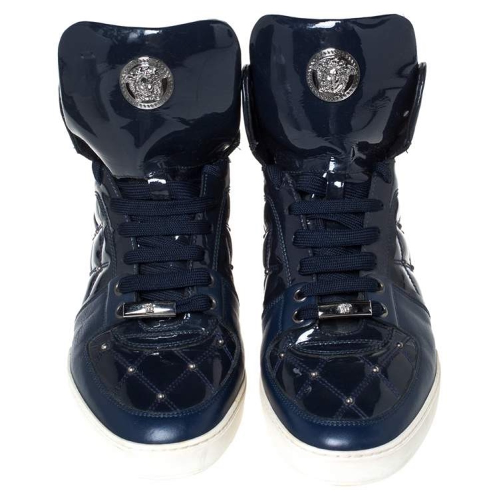 Versace Blue Patent Leather Medusa Studded High Top S… - Gem